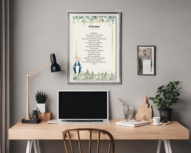 The Memorare Catholic Prayer to Mary Prayer Poster Catholic Art Wall ...