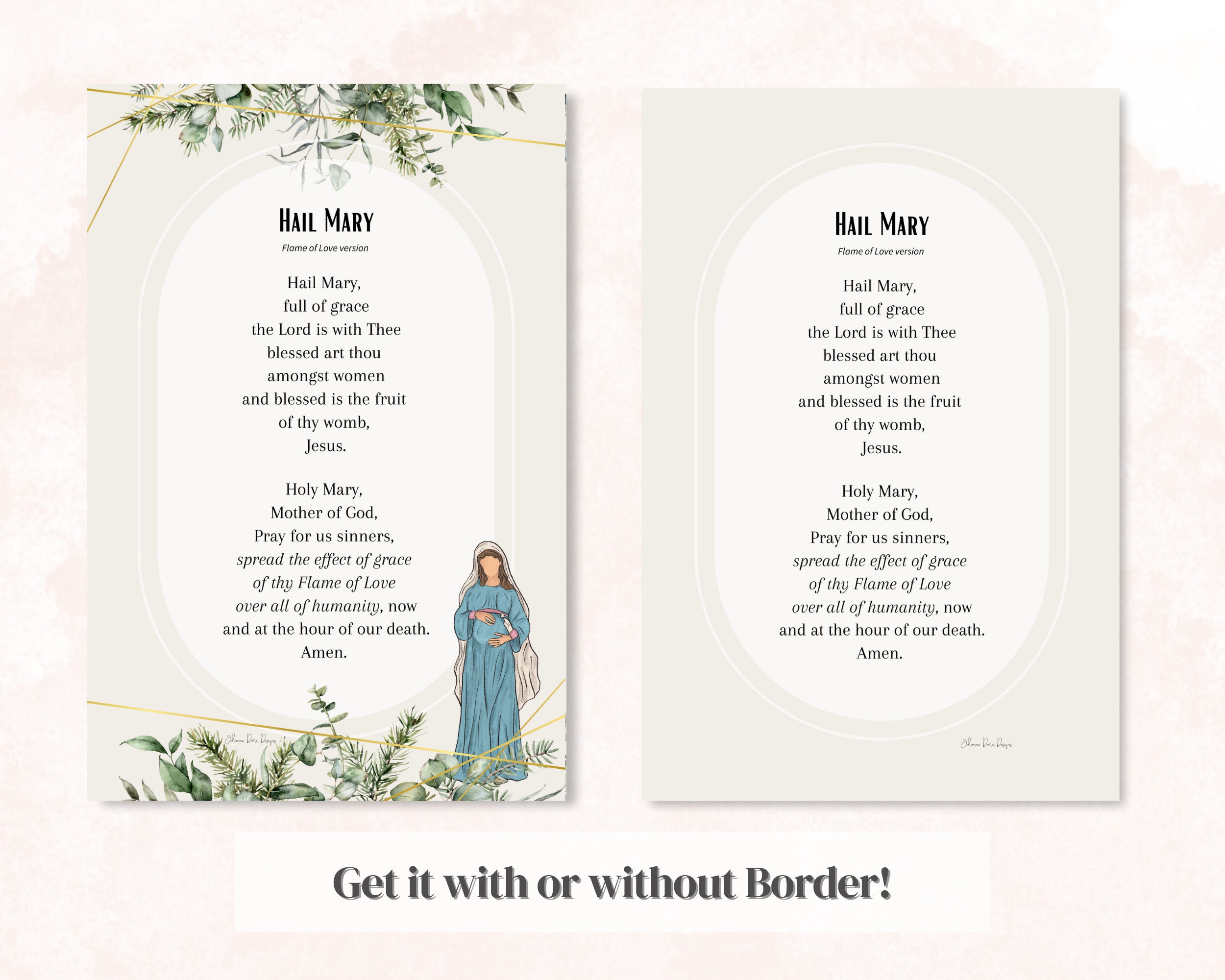 Hail Mary Prayer Poster Catholic Art Learn Kid Activity Homeschool ...