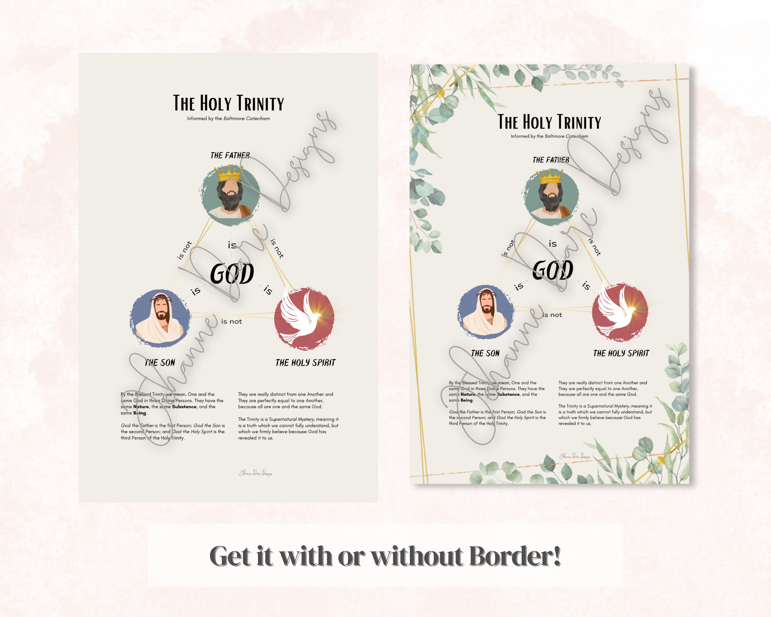 Catholic Holy Trinity Poster Learn Trinity Gift Card Art Holy Wall ...