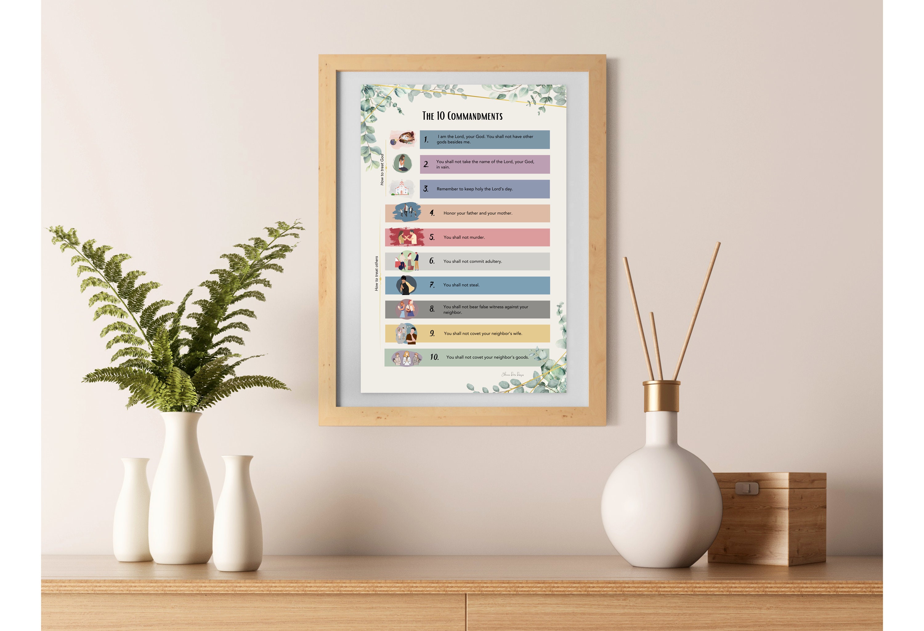 The 10 Commandments Poster Christian Art Poster Kids Faith Activity ...