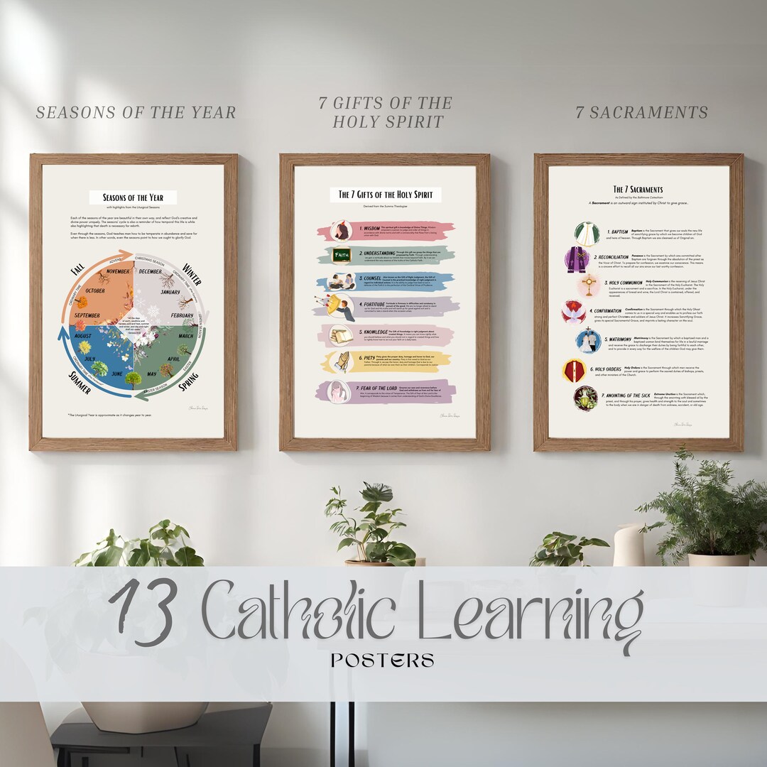 Catholic Educational Posters Bundle Christian Wall Art Faith Decor Kids ...