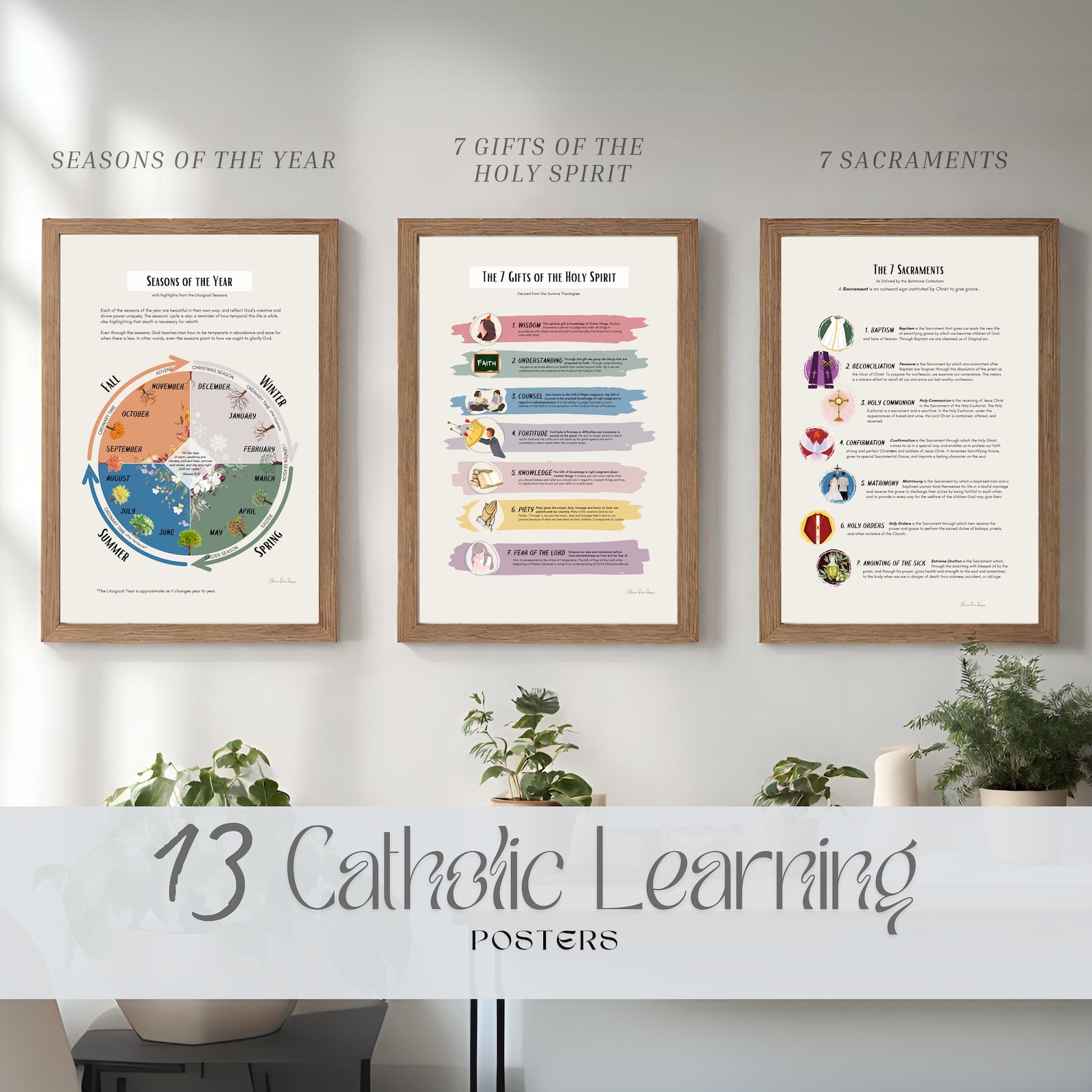 Catholic Educational Posters Bundle Christian Wall Art Faith Decor Kids ...