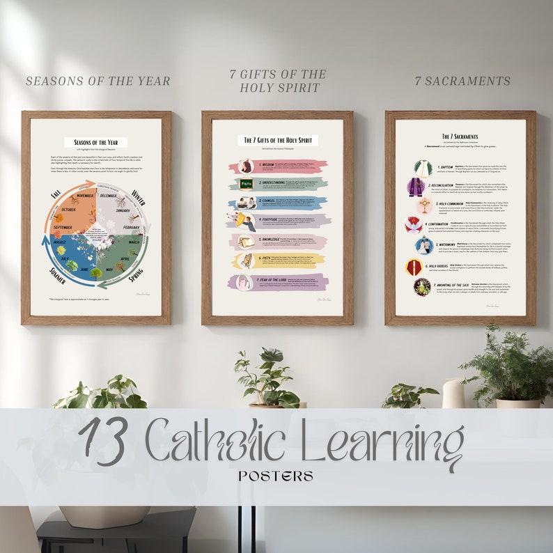 Catholic Educational Posters Bundle Christian Wall Art Faith Decor Kids ...