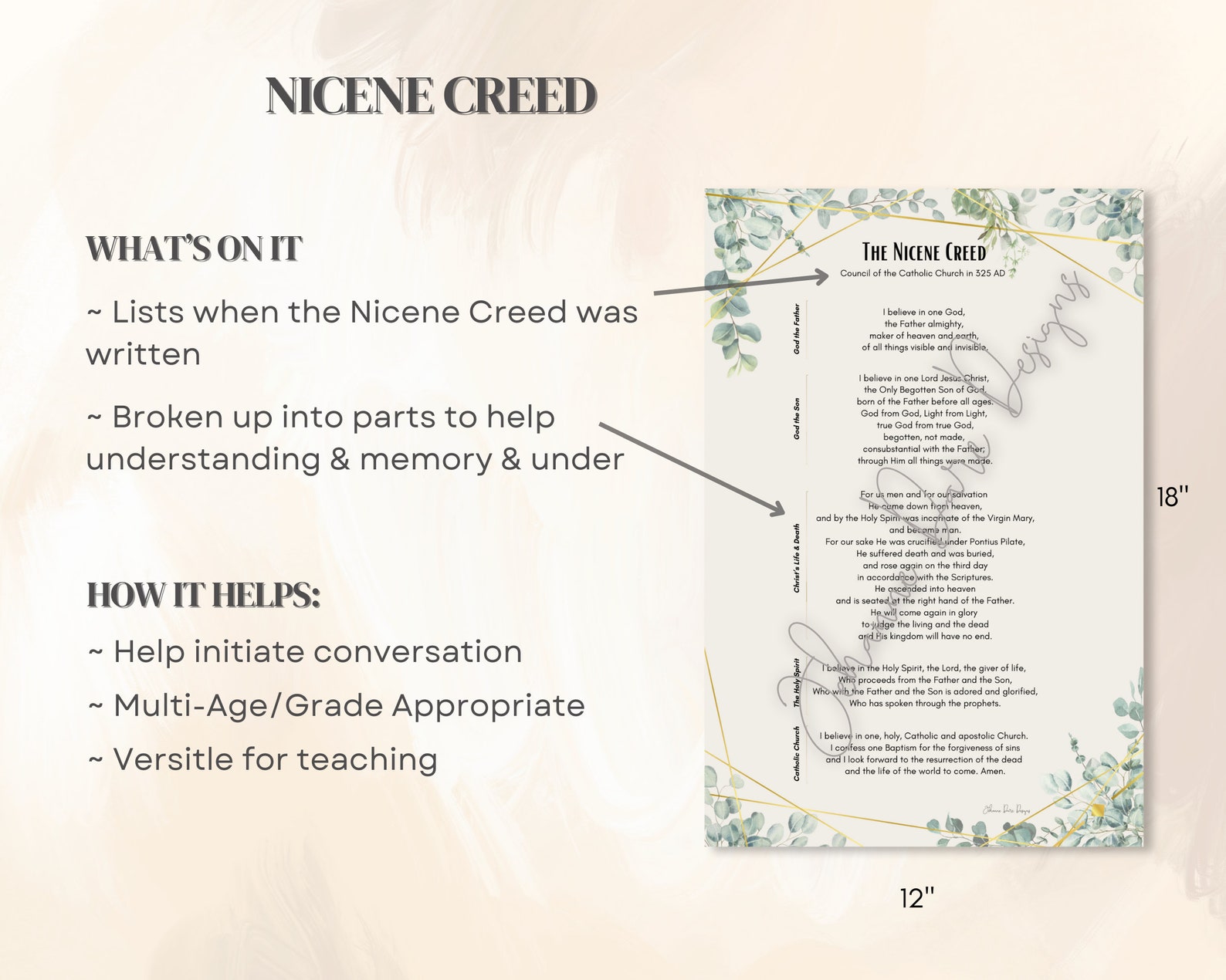 The Catholic Nicene Creed Prayer Poster Card Catholic Art Wall Decor ...