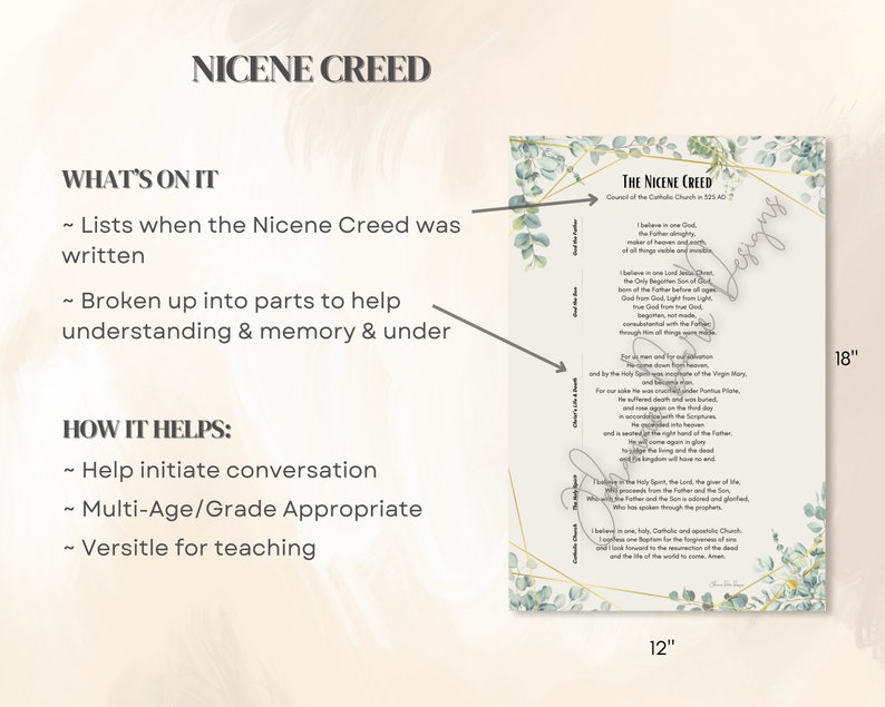 The Catholic Nicene Creed Prayer Poster Card Catholic Art Wall Decor ...