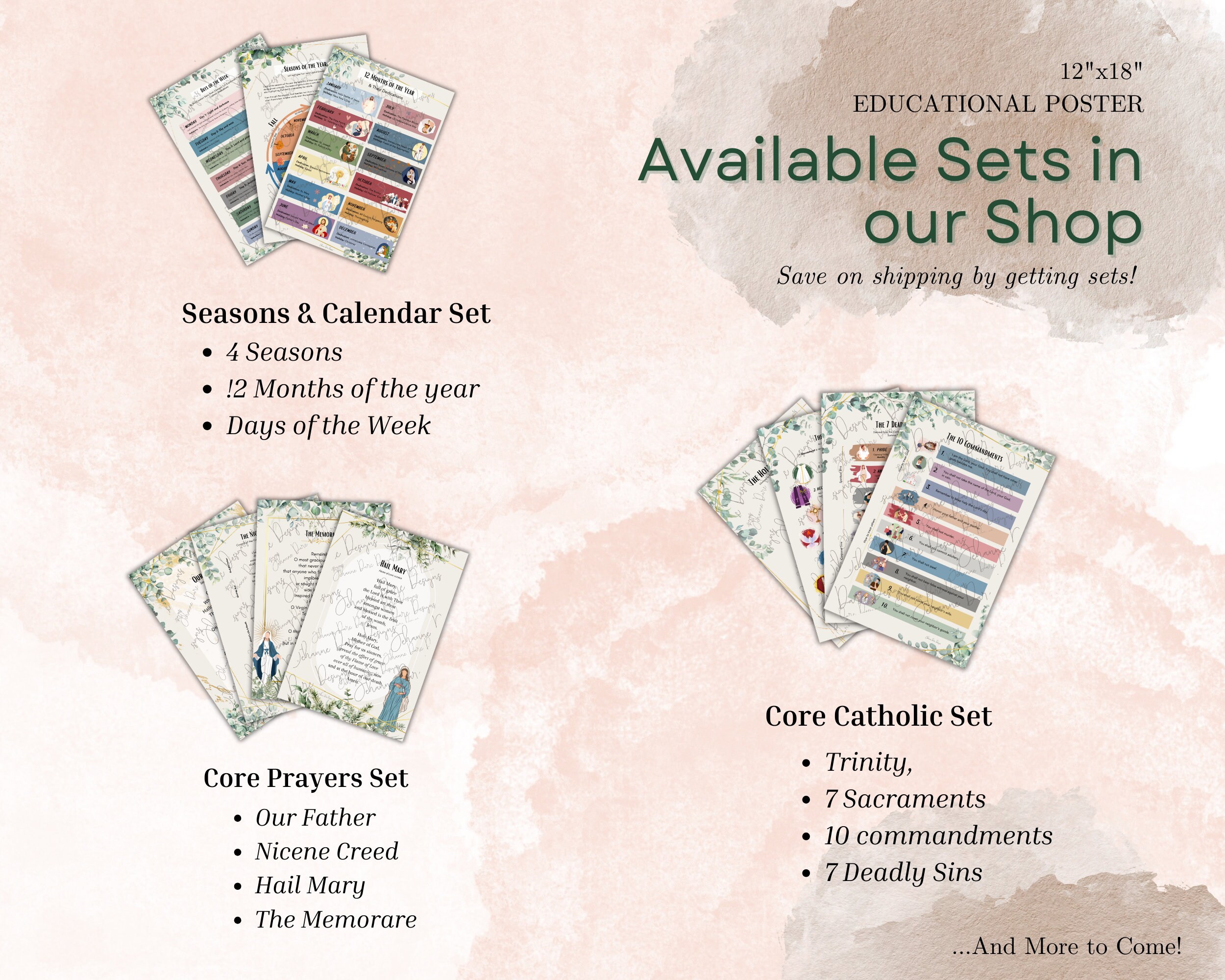 Seven Sacraments Catholic Poster Art Wall Decor for Homeschool ...