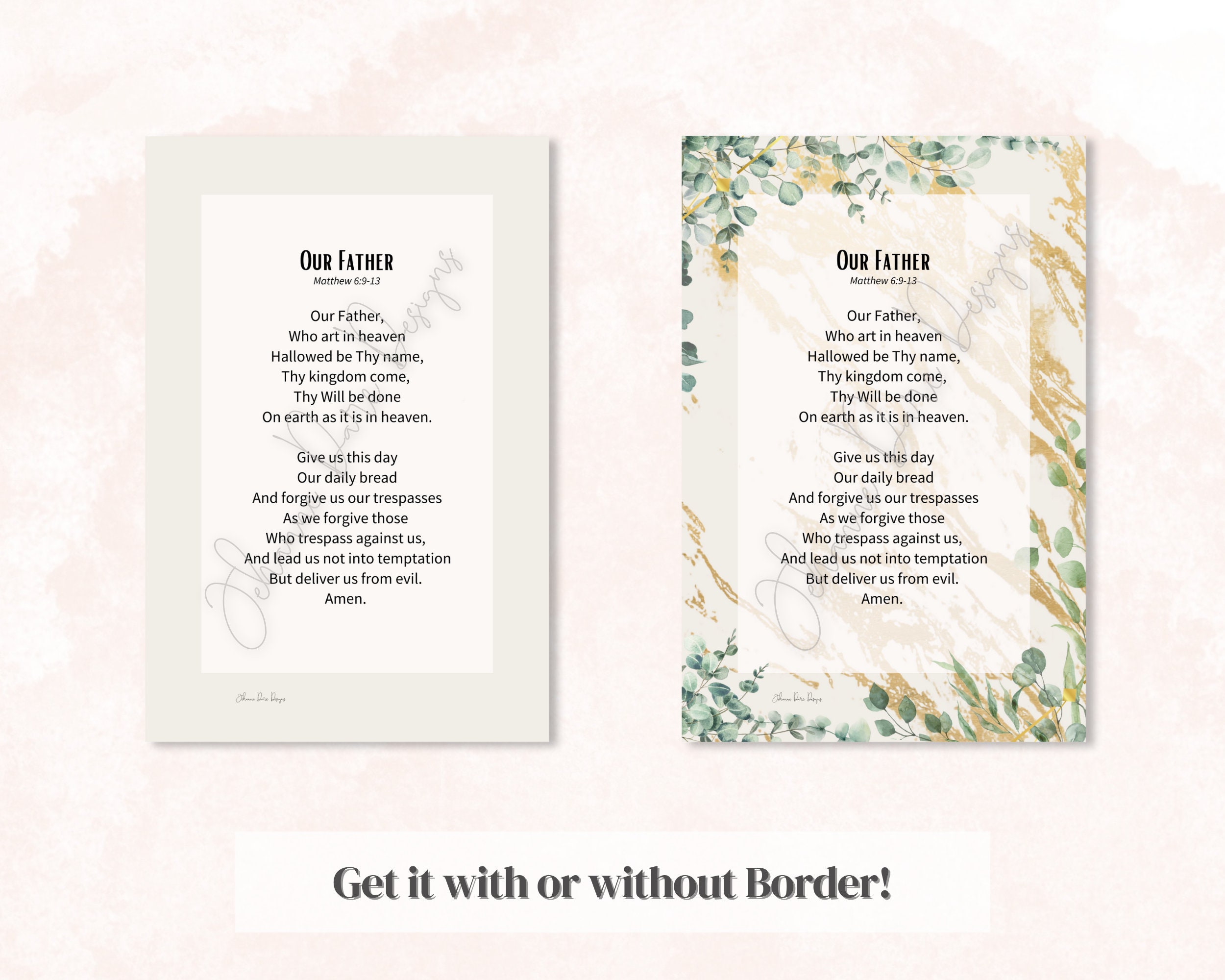 The Our Father Catholic Prayer Christian Poster Card Catholic Art Wall ...