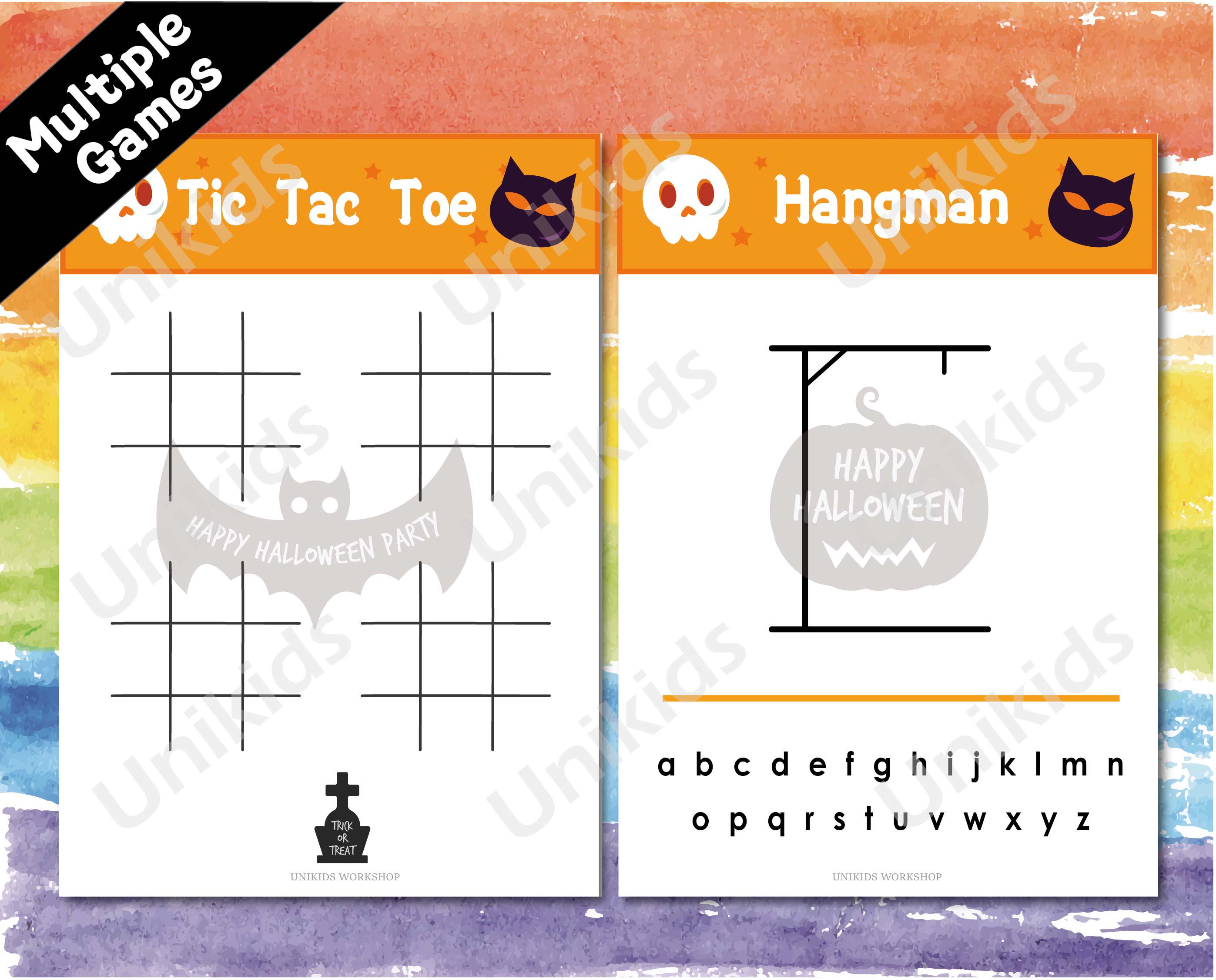 Printable Halloween Games Bundle for Kids | Dots&boxes | Tic Tac Toe ...