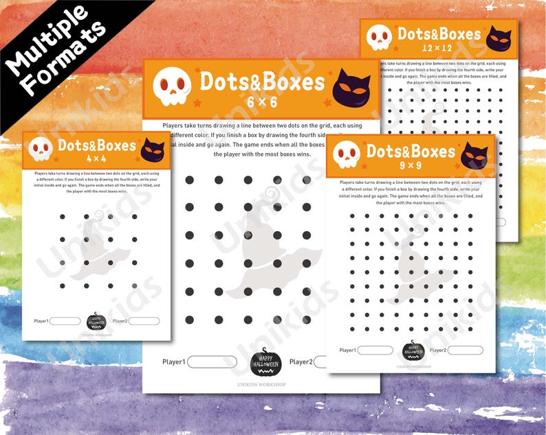 Printable Halloween Games Bundle for Kids | Dots&boxes | Tic Tac Toe ...