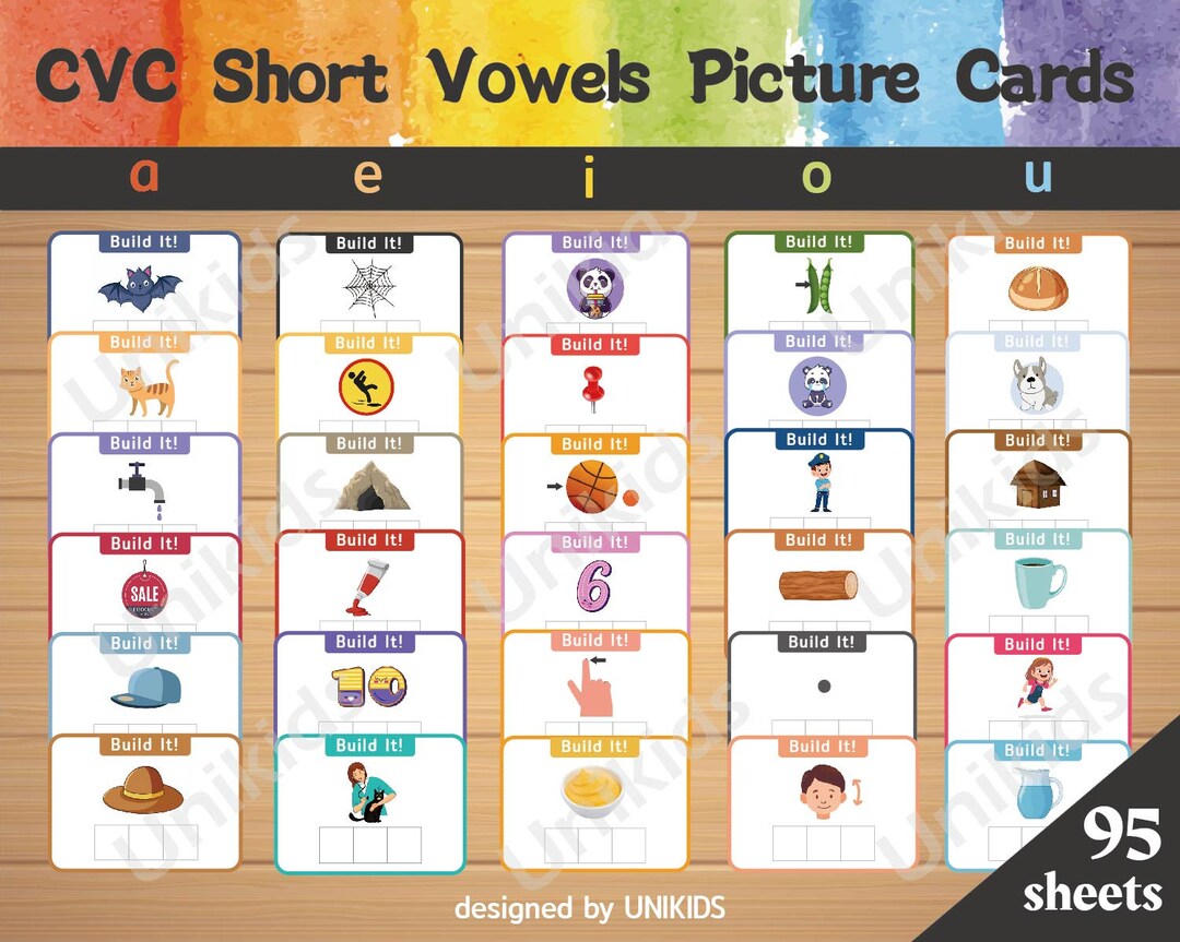World Builders: CVC Short Vowels Picture Card Set - Etsy