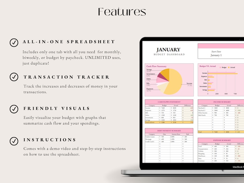 Simple Budget Planner Google Sheets Biweekly Budget Spreadsheet ...