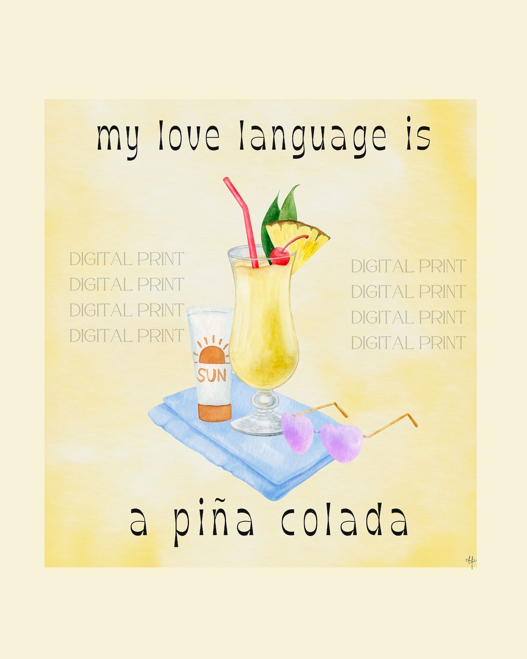 Drinks as Love Languages; Pina Colada - Etsy