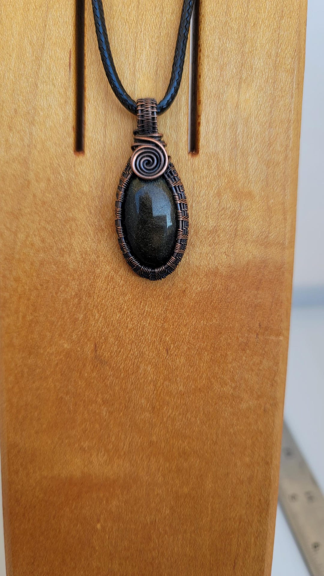Obsidian Stone Pendant With Leather Necklace - Etsy