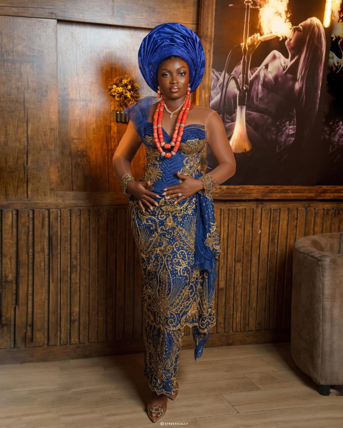 Elegant 3D Blue George Dress. Womens Clothing. African Women Clothing ...