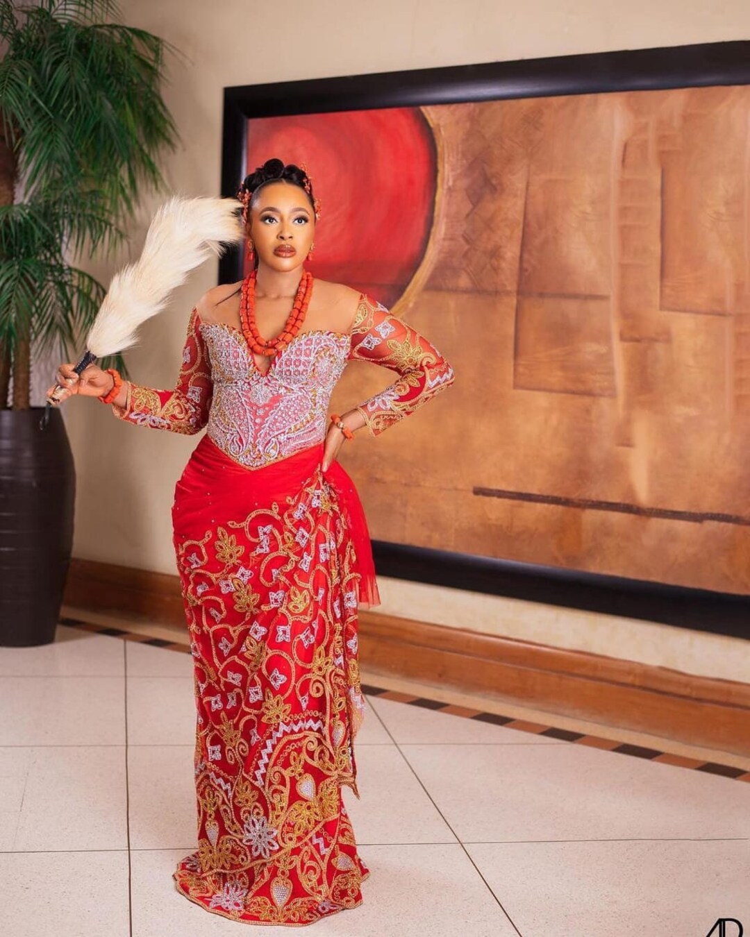 Red George Bridal Dress, Igbo Wedding Dress for Brides, Bridal Party ...