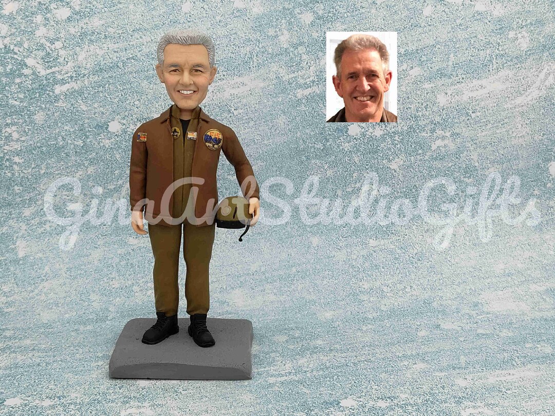 Pilot Bobble Head Custom, Fighter Pilot Statue Personalized, Custom ...