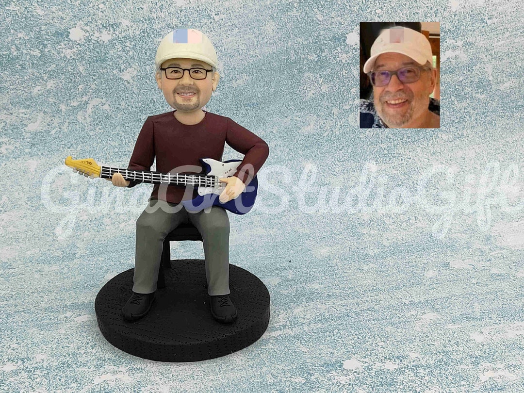 Custom Bobblehead for Man Sits and Plays Guitar, Custom Bobble Head for ...