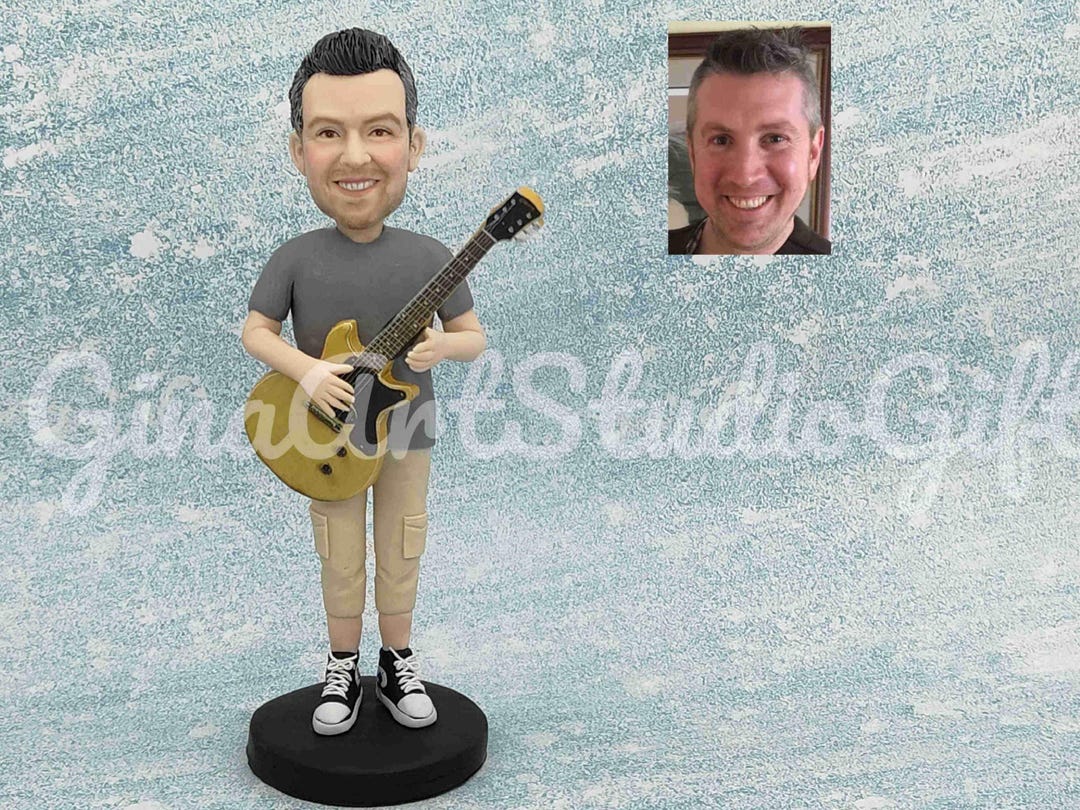 Guitarist Bobblehead Custom, Personalized Man Playing Guitar Figurine ...