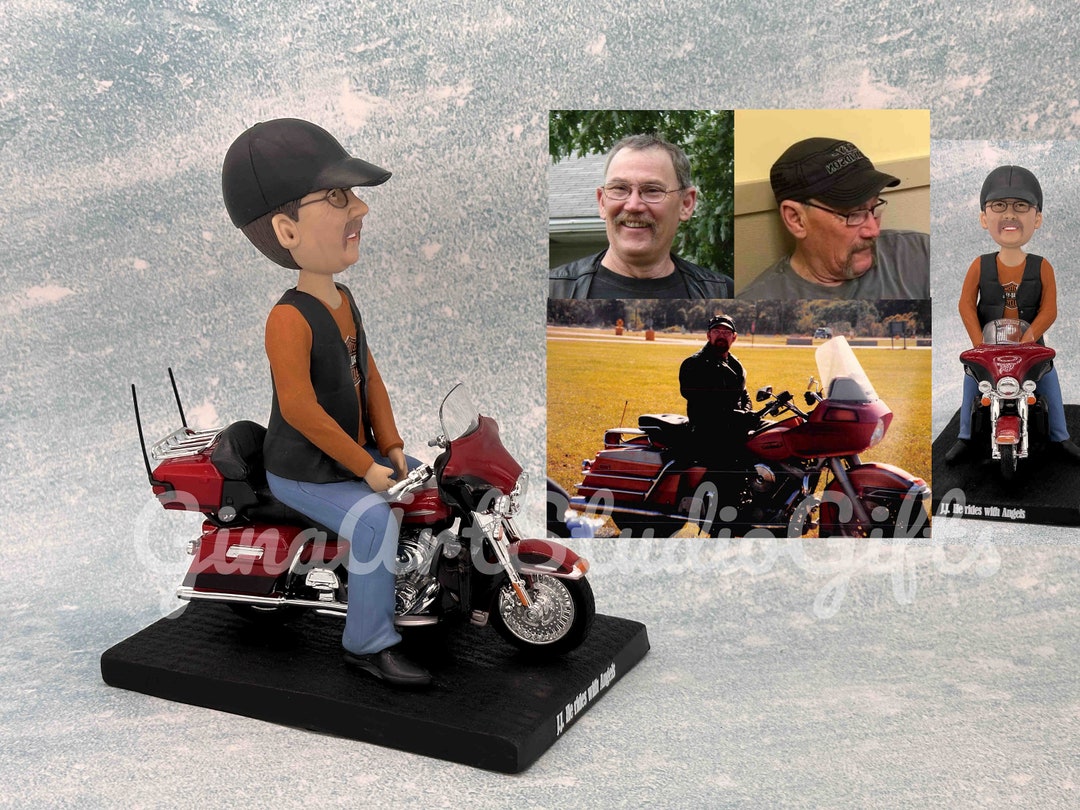 Custom Man Bobblehead on Motorcycle, Man Rides Bike Figure Personalized ...