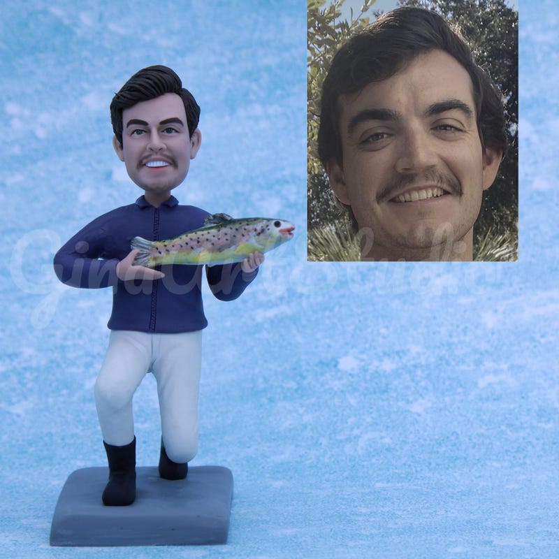 Custom Bobble Head Fisher - Etsy