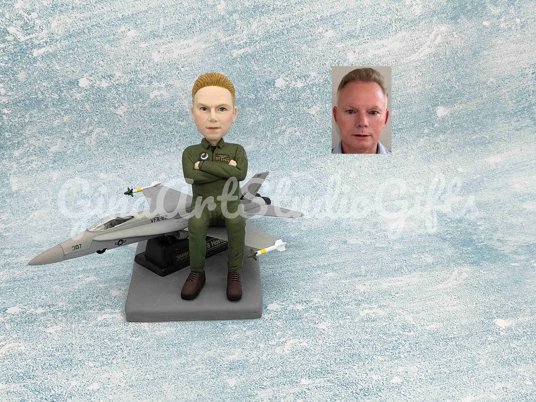 Custom Pilot Bobblehead With Jet, Fighter, Personalized Air Force Gifts ...