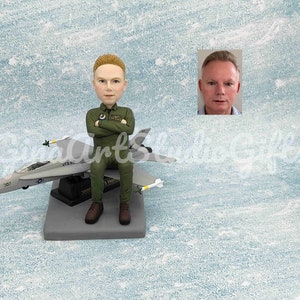 Custom Pilot Bobblehead With Jet, Fighter, Personalized Air Force Gifts ...