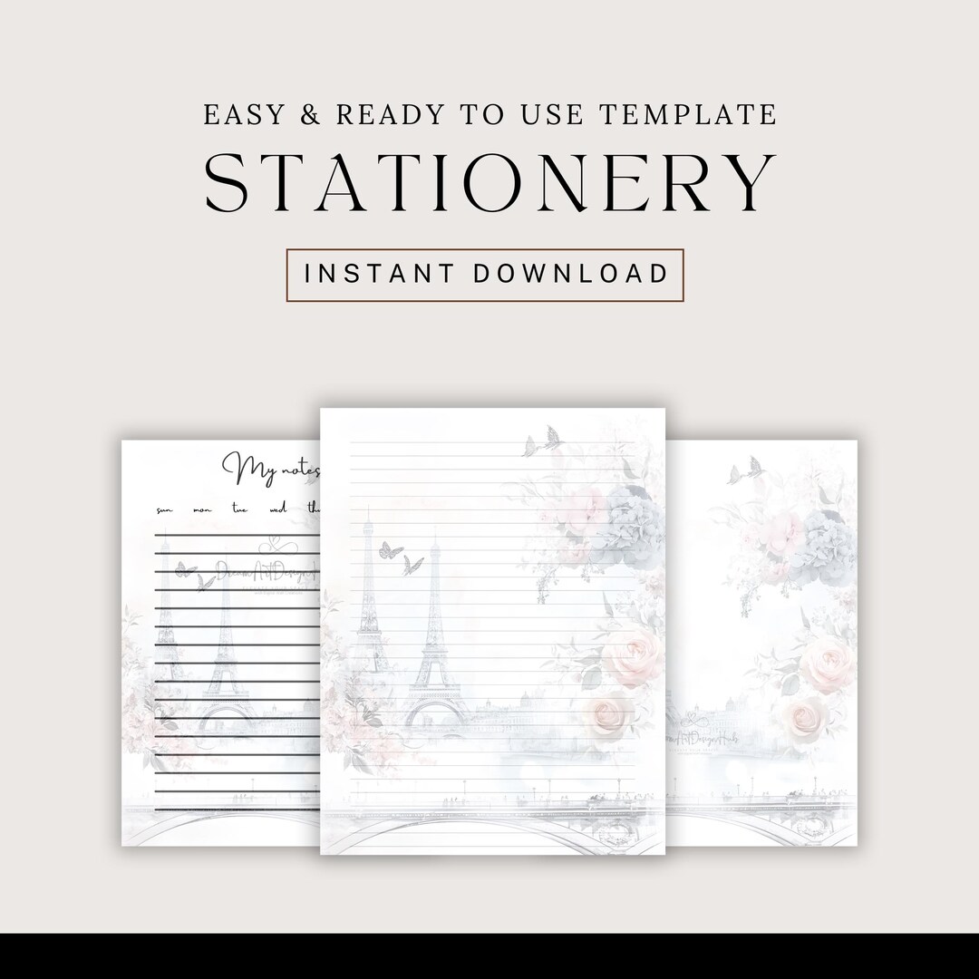 Printable Writing Paper Stationery Botanical Letter Writing Lined ...