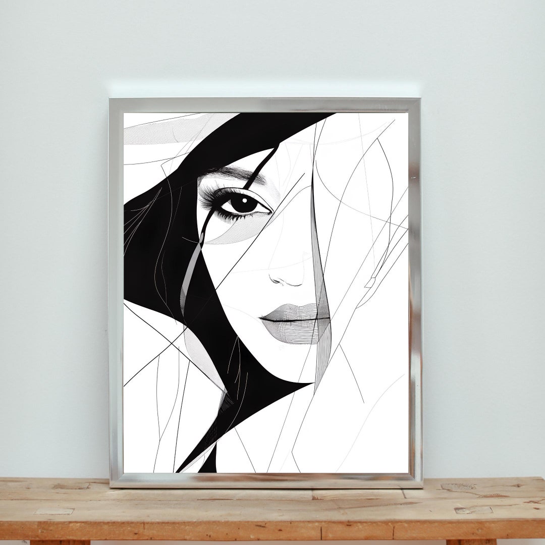 Woman Line Drawing Wall Home Decor Art Print Minimalist Feminine One ...