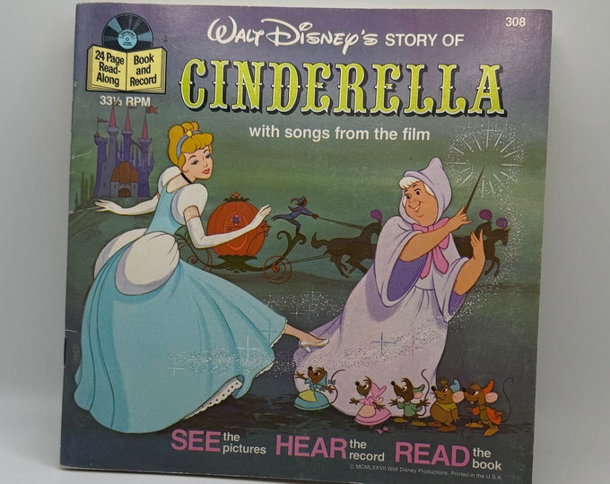 Walt Disney's Story of Cinderella 24 Page Read Along Book and Record ...