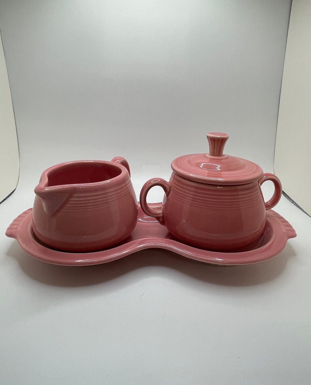 Fiesta Rose Sugar Creamer and Tray Set Vintage Fiestaware Homer ...