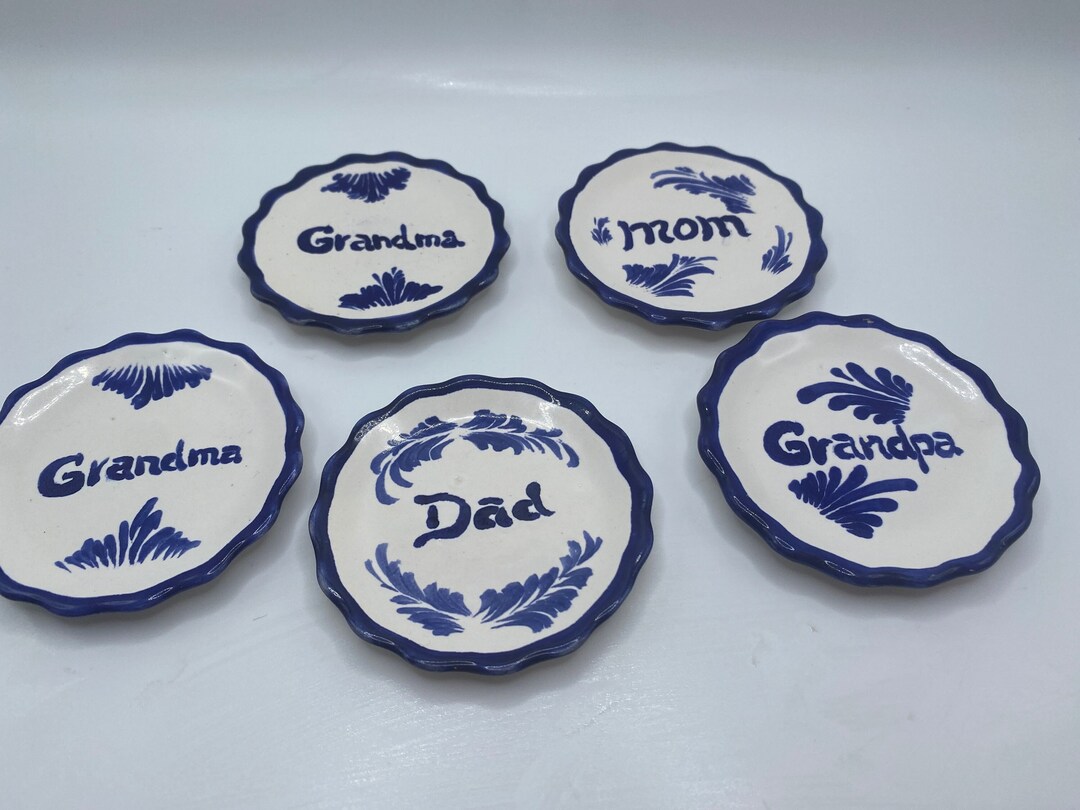 Five Sample Mini Plates With Mom Dad Grandma and Grandpa Hand Painted ...