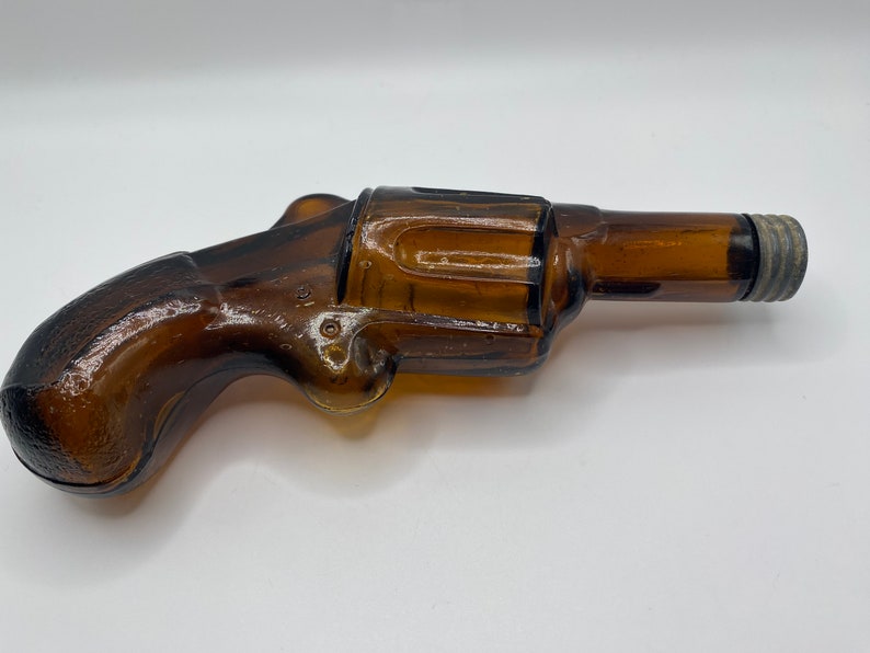Amber Glass Revolver With Metal Lid Used to Hold Candy - Etsy