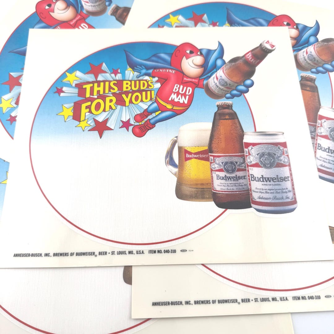 NOS Vintage Large Bud Man Budweiser Window Cling 1980s This Bud’s for ...