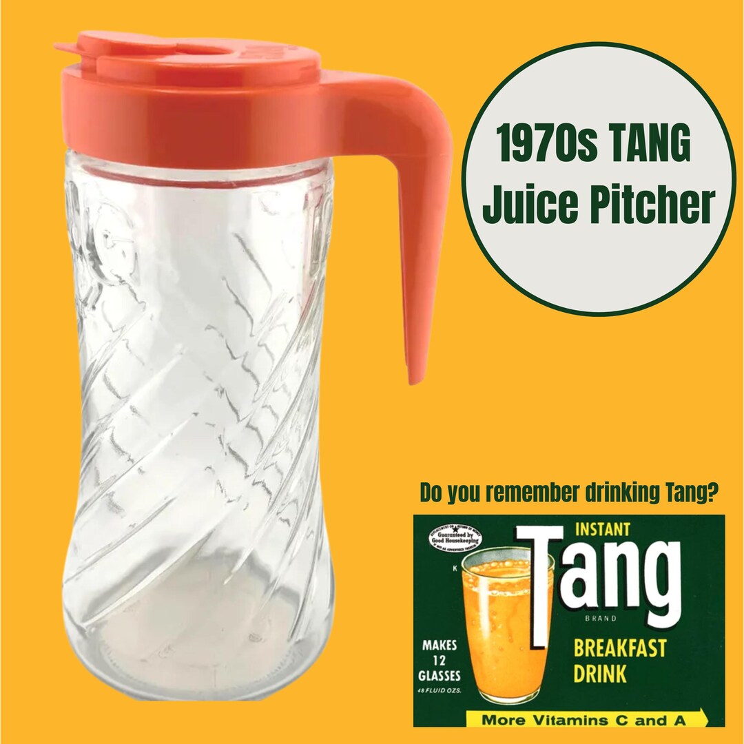 Vintage 1970s Anchor Hocking Tang Pitcher 1 Quart With Orange Lid Retro ...