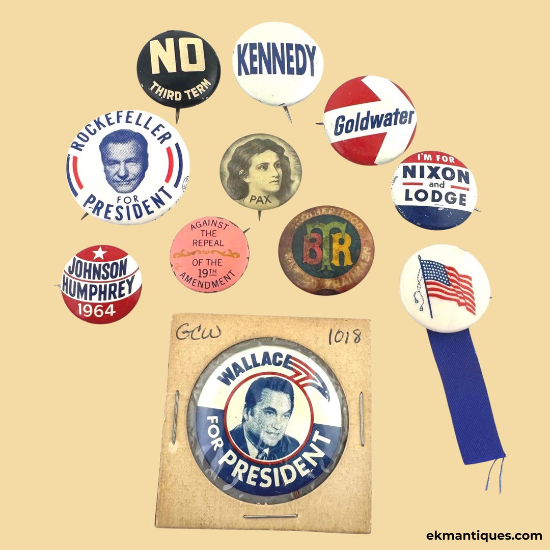 Vintage Political & Historical Pinback Buttons Lot | 1914 PAX ...
