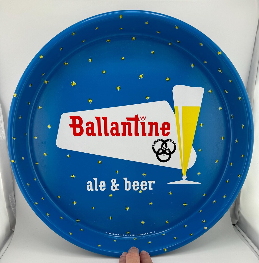 Vintage Ballantine Ale & Beer Double Sided Metal Tray Retro Blue ...