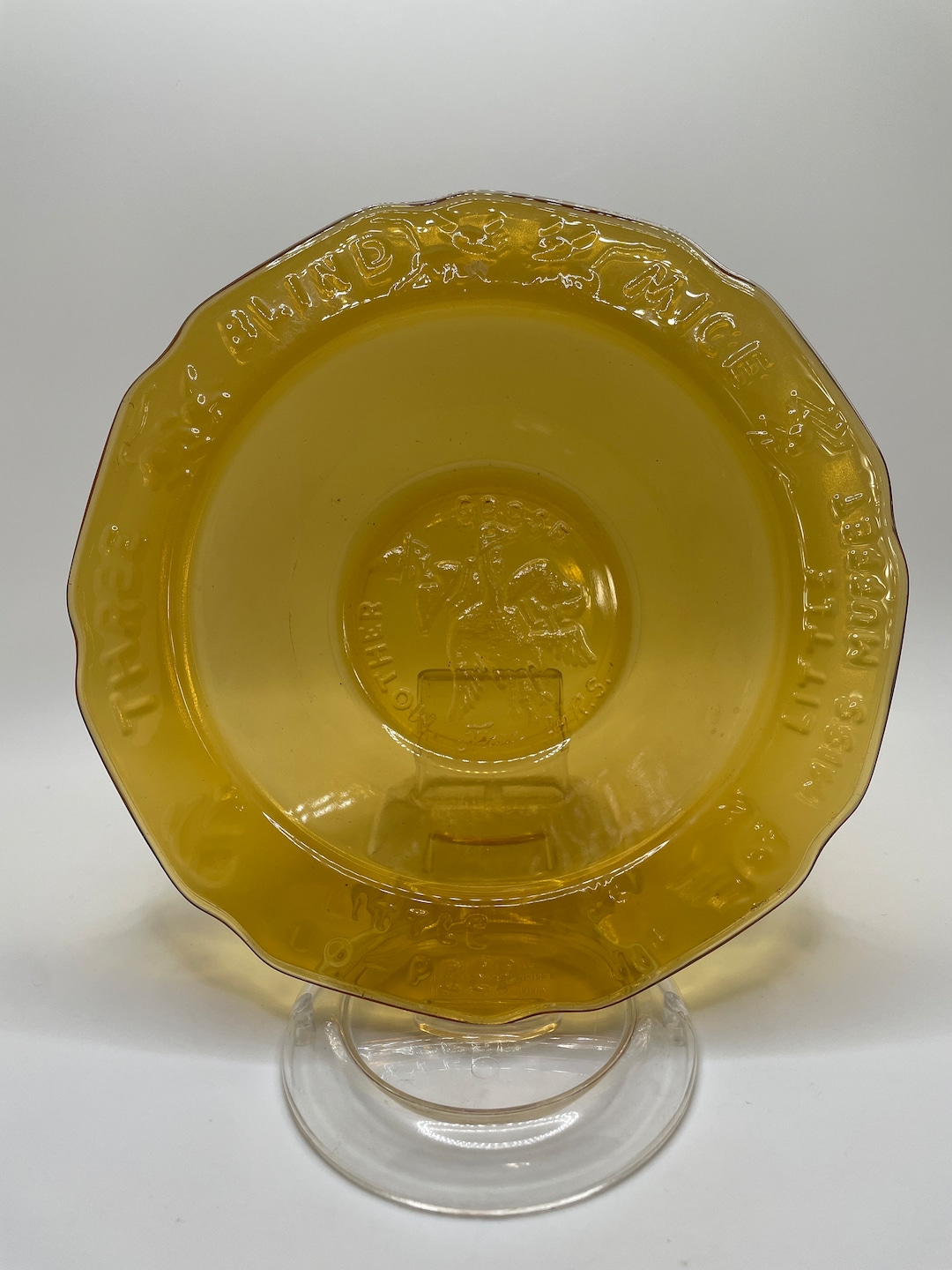Vintage Tiara Mother Goose Rhymes Amber Bowl - Three Blind Mice, Miss ...