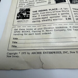 Archie's One Way Spire Christian Comics Copyright 1973 by Archie ...