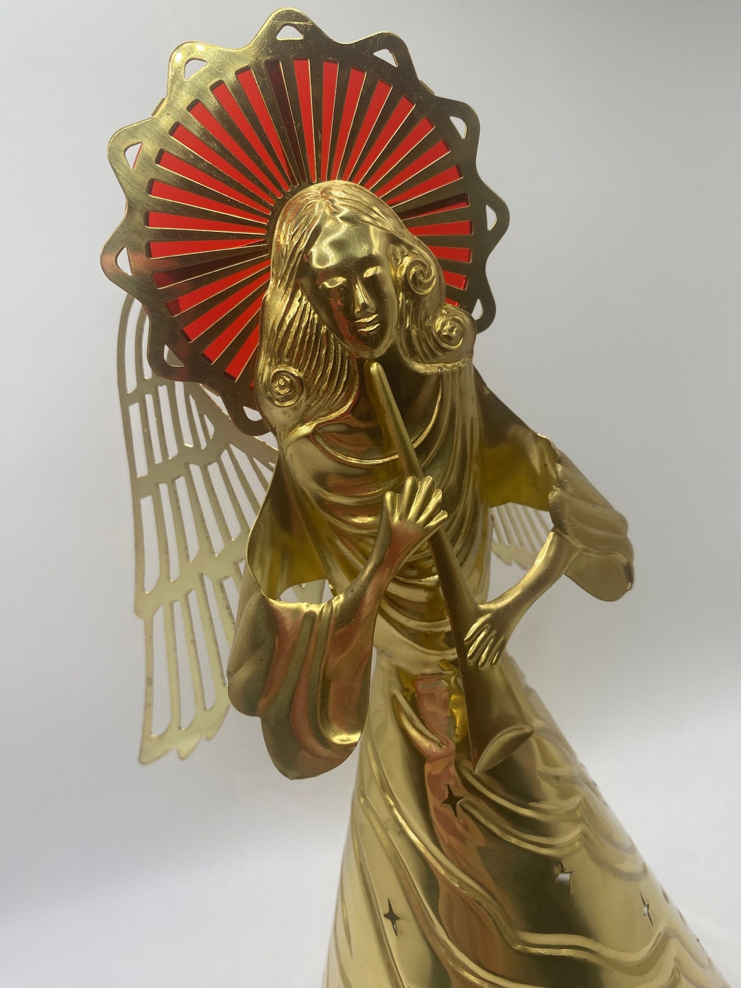 1984 Pierced Metal Angel With Red Halo Vintage Christmas - Etsy