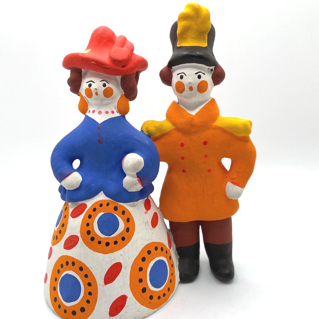 Dymkovo Russian Clay Folk Art Couple Figurine Hand Painted Vintage ...
