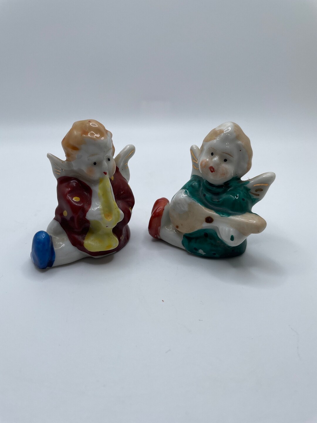 Set of Two Vintage Angels Playing Musical Instruments Made in Occupied ...