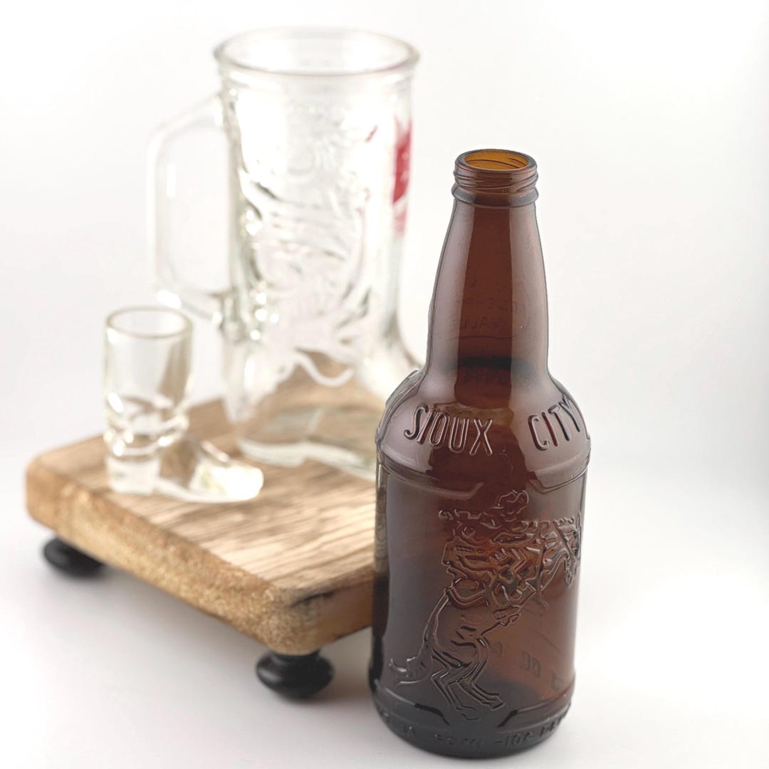 Vintage Sioux City Cream Soda Bottle Embossed Western Cowboy & Bucking ...