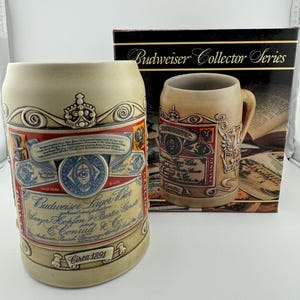 1990 Budweiser Antique Label Beer Stein Ceramarte FREE Shipping in the ...