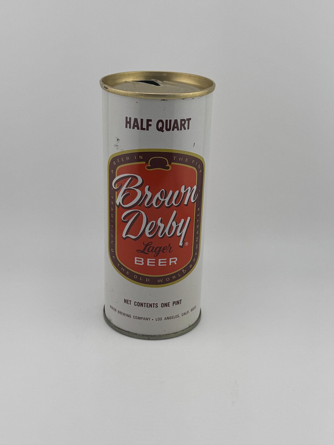 Brown Derby Lager Beer Half Quart / One Pint 1970s Beer Can Maier ...