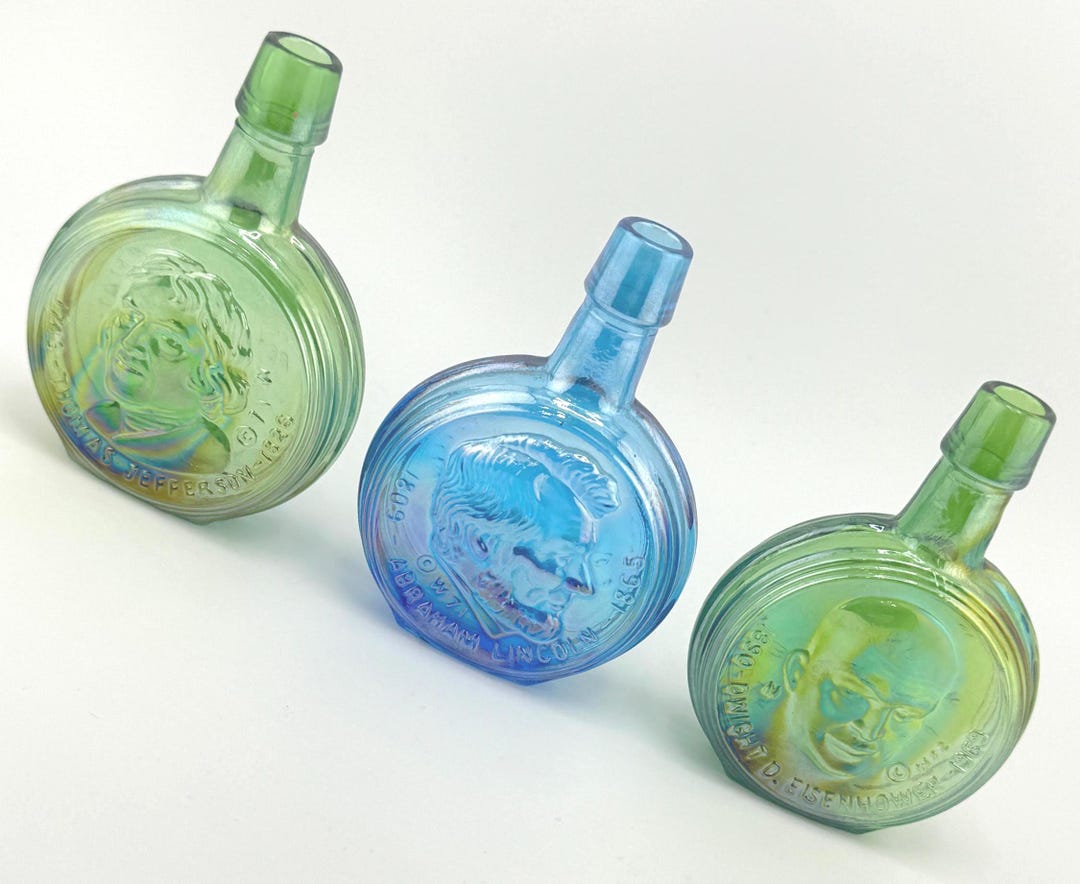 1971 Wheaton Commemorative Glass Presidential Bottles Opalescent ...