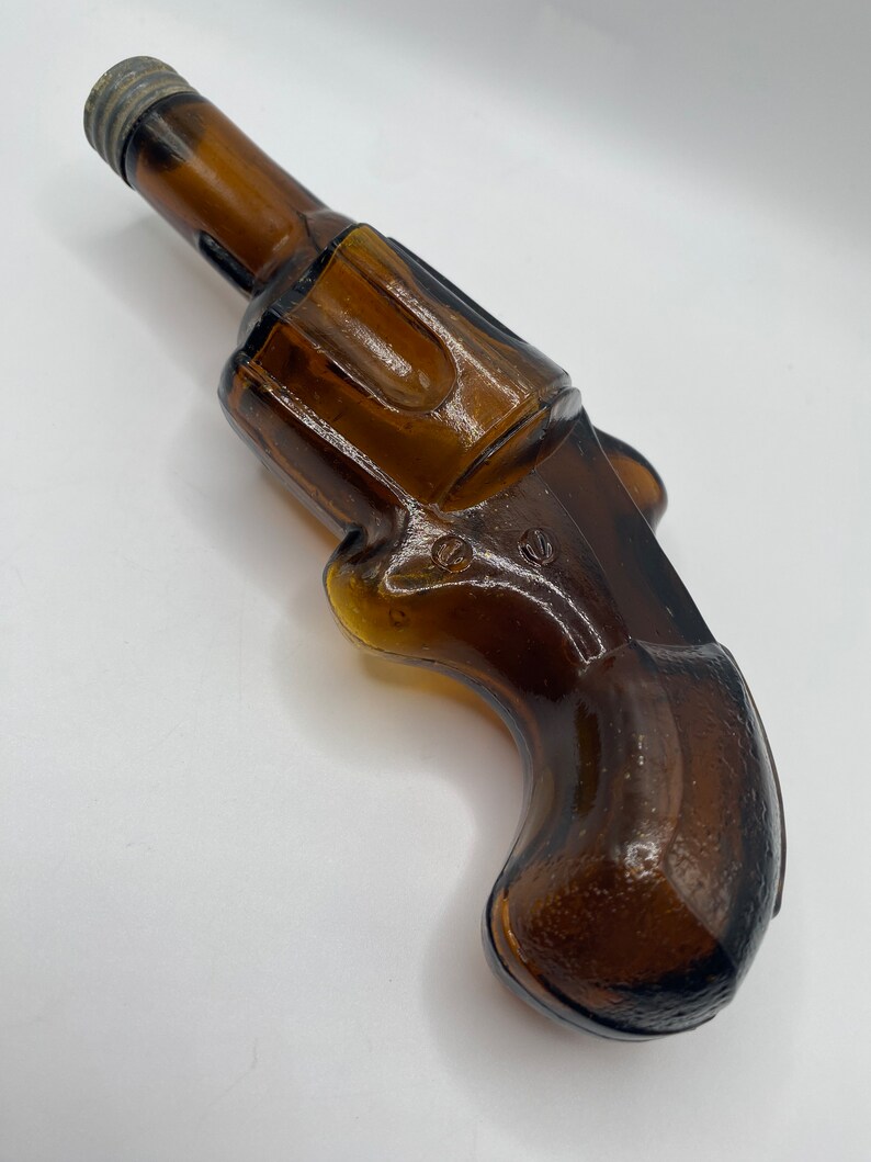 Amber Glass Revolver With Metal Lid Used to Hold Candy - Etsy