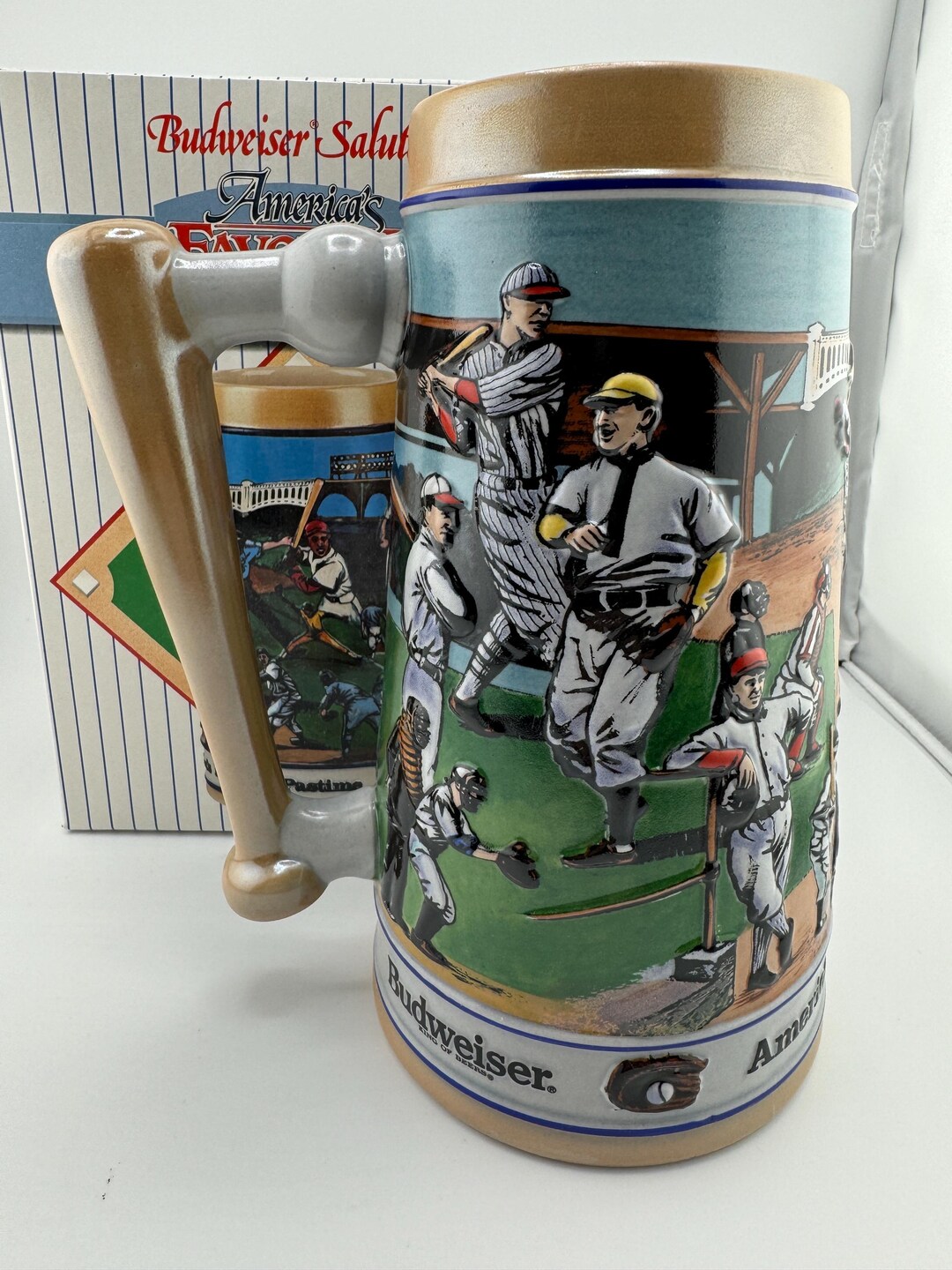1990 Budweiser America's Favorite Pastime Baseball Beer Stein Ceramarte ...