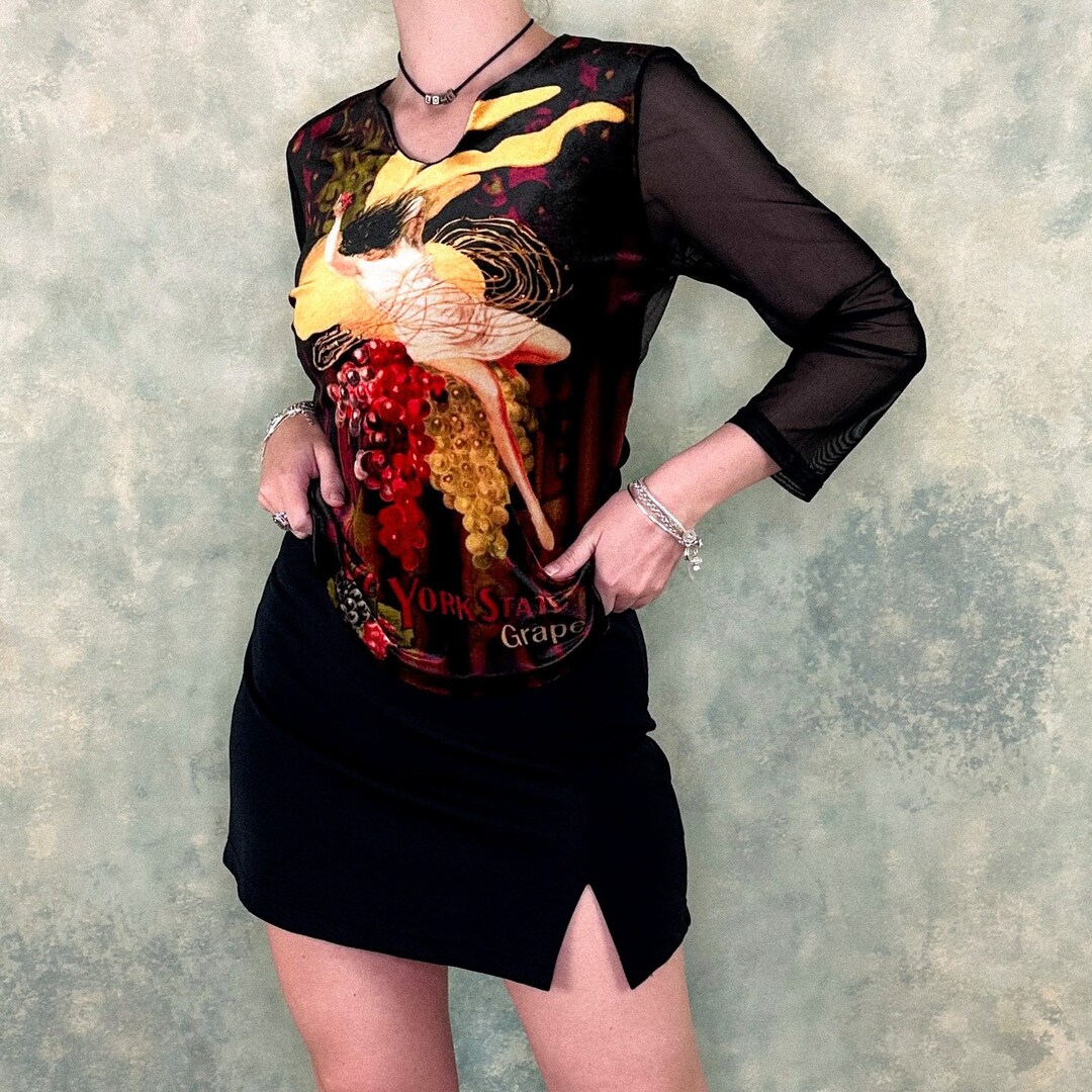 1990s Topsy Turvy Velvet Romantic Art Deco Graphic Print Top - Etsy