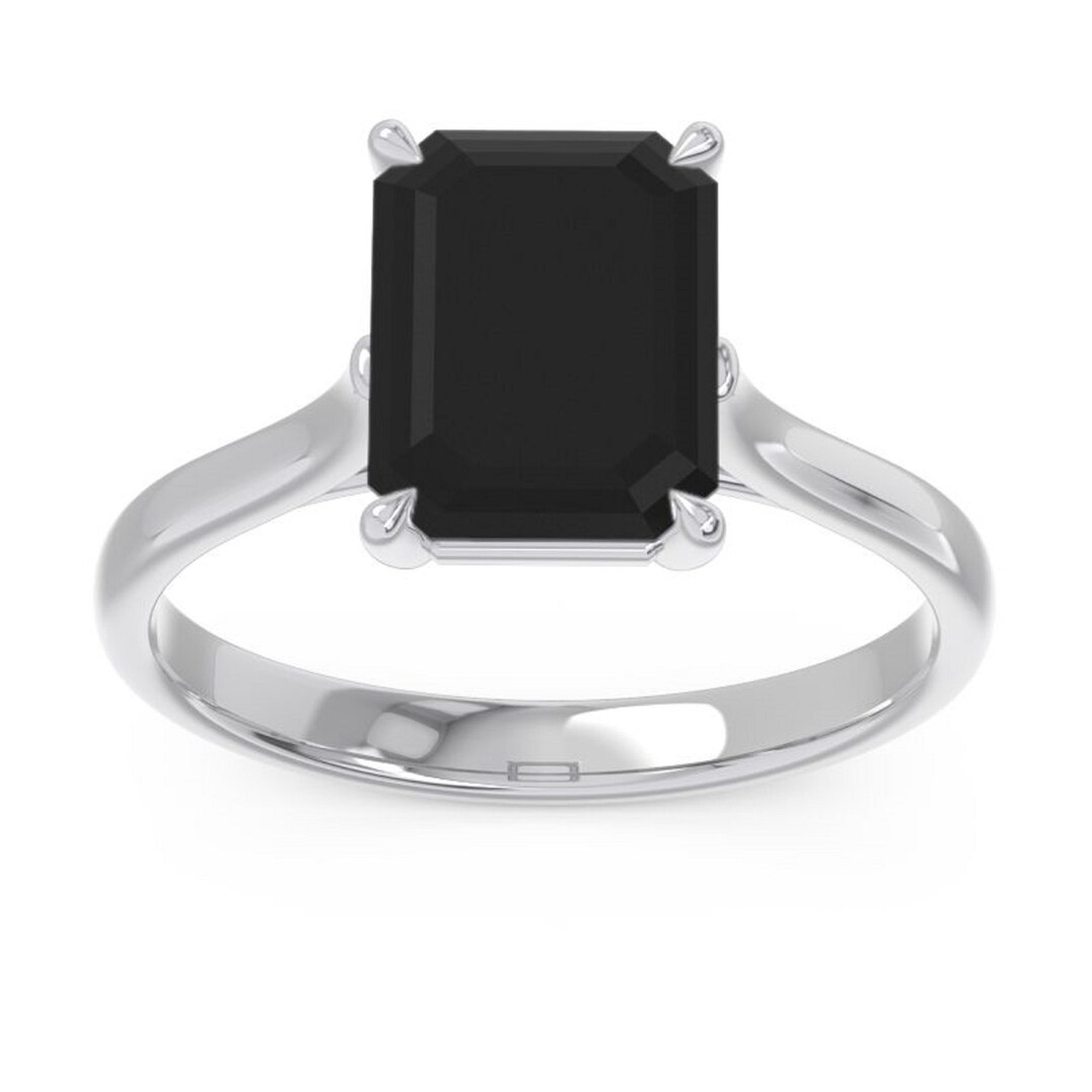 Black Spinel Silver Ring, 925 Sterling Silver Ring, Solitaire Ring ...