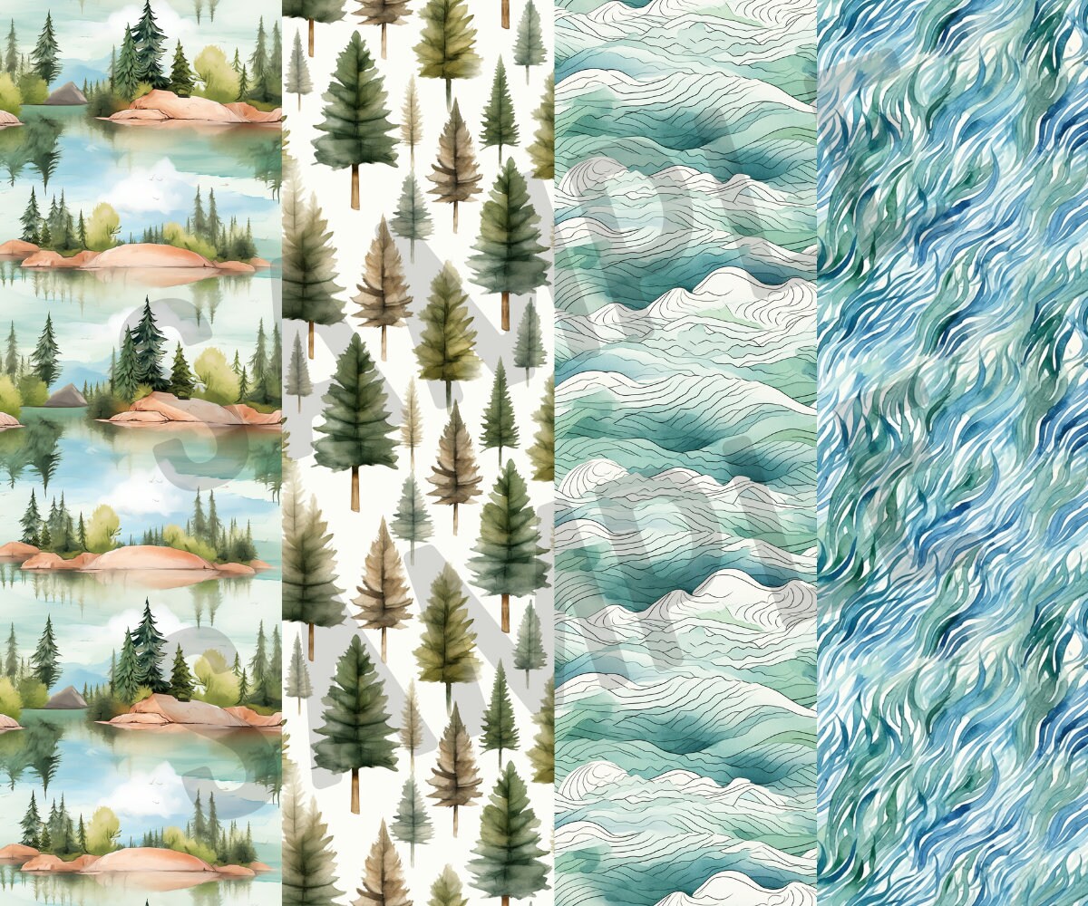 Camping Watercolor Clipart & Seamless Backgrounds Fishing Trip, Tent ...